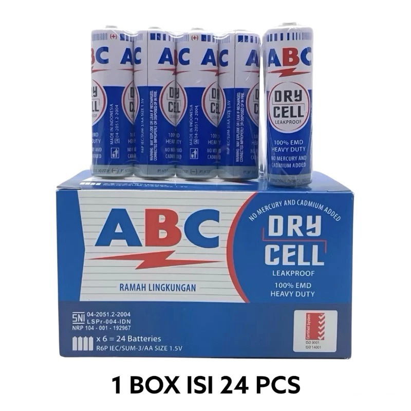 Jual Baterai ABC Biru Dry Cell AA batre abc AA ZINC R6 BIRU A2 Battery 1.5V 1 Box (24 Pcs ...