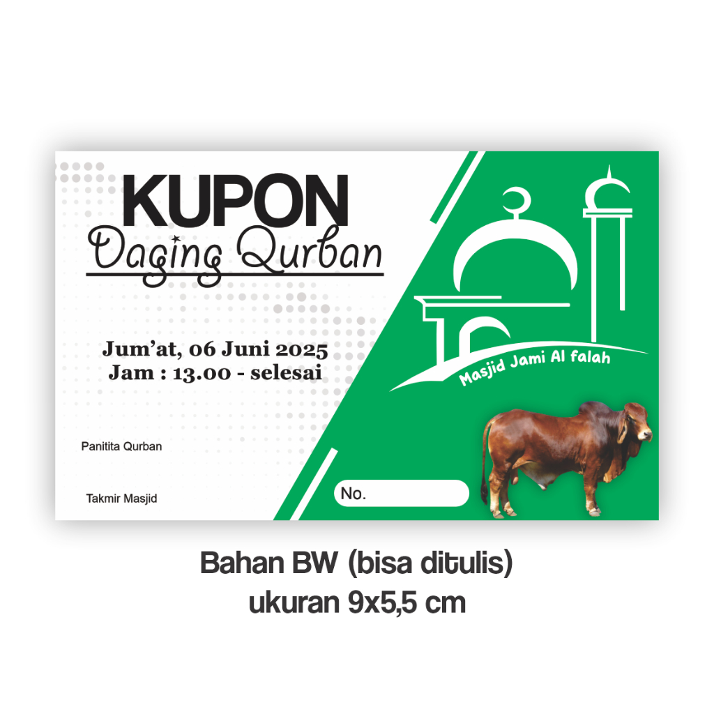Jual Kartu Kupon Daging Qurban Murah Custom (1 pack isi 100pcs) | Shopee Indonesia