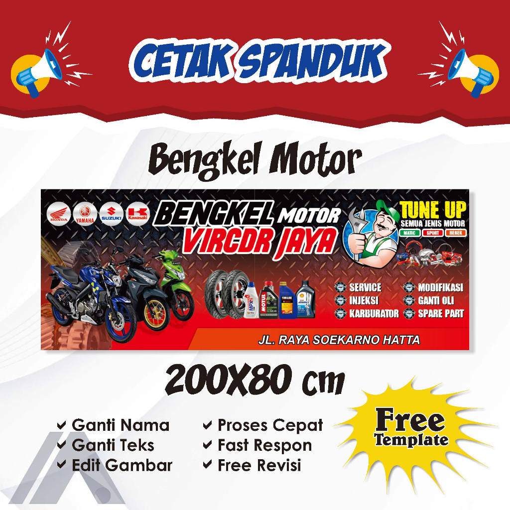 Jual SPANDUK BANNER Bengkel Dan Variasi Motor 200x80 CM / Spanduk ...