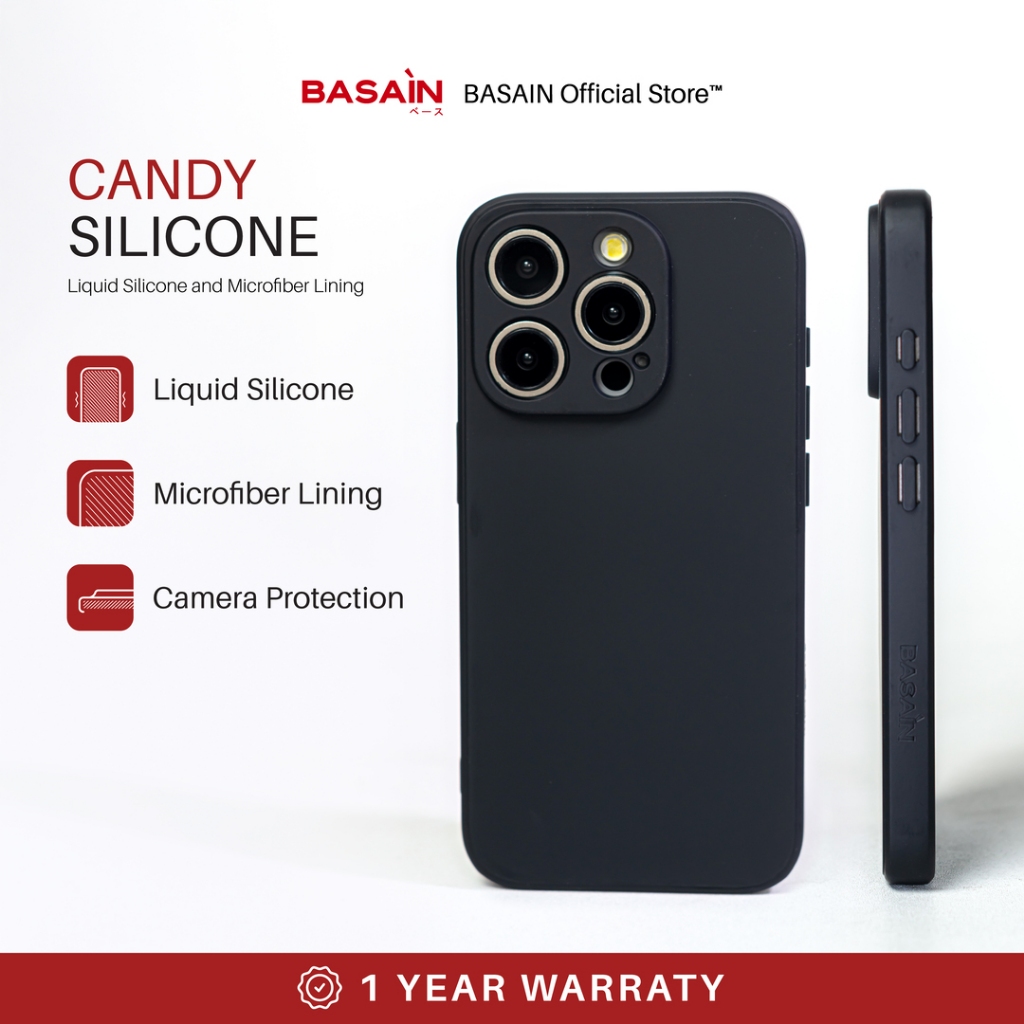 Jual BASAIN Casing iPhone 12/Mini/Pro/Max Candy Silicone Case - Black ...