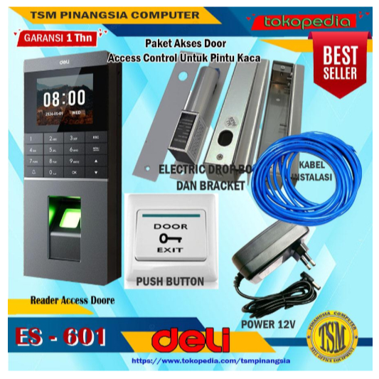 Jual Access Control Fingerprint DELI ES601 Akses Door Pintu Kaca DELI ...