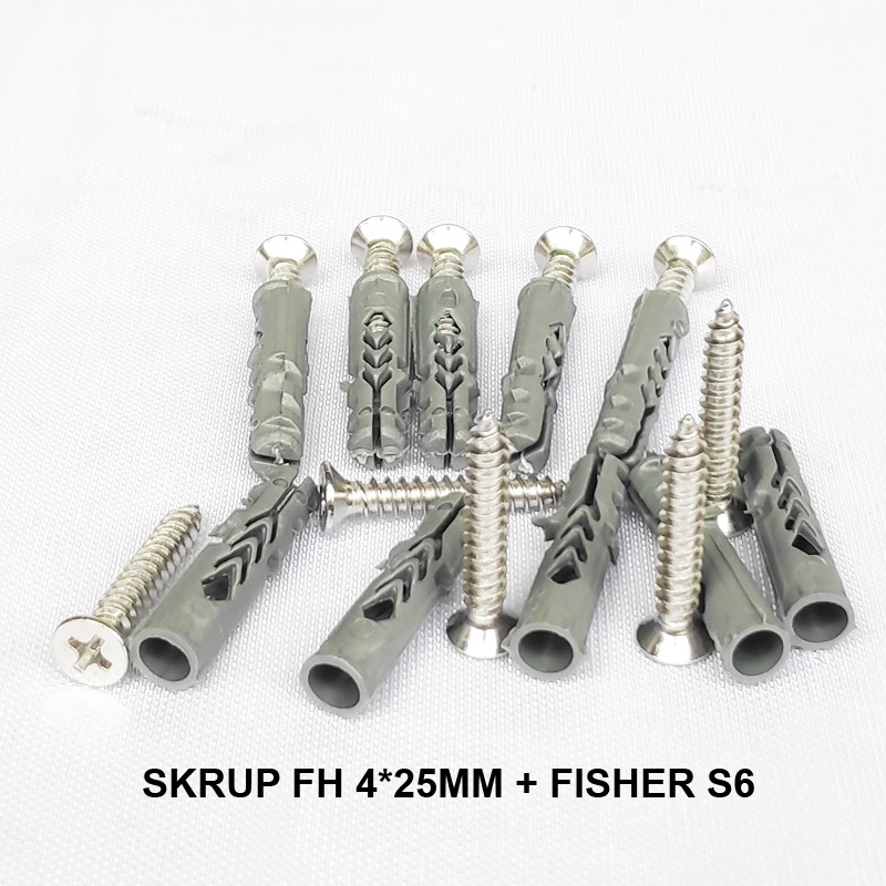 Jual 10SET SEKERUP 4X25MM SEKRUP FH (+) STAINLESS STEEL S6 ANGKUR ...