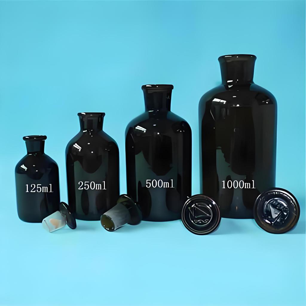 Jual BOTOL REAGEN KACA 125 ML AMBER (TANPA SKALA) TUTUP KACA AMBER ...