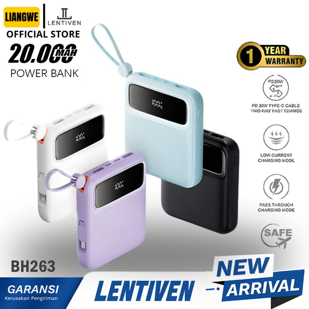 Jual LIANGWE LENTIVEN 20000mAh Powerbank Mini Fast Charging 4 KABEL ...