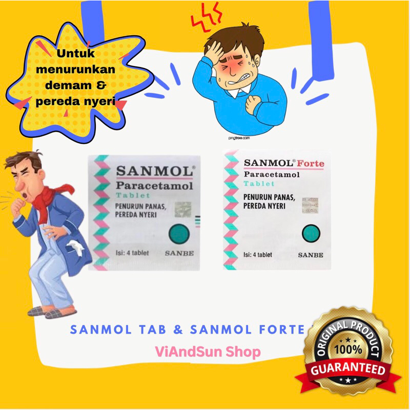 Jual Sanmol Strip Sanmol Forte Strip Isi 4 Tablet - PARACETAMOL Pereda ...