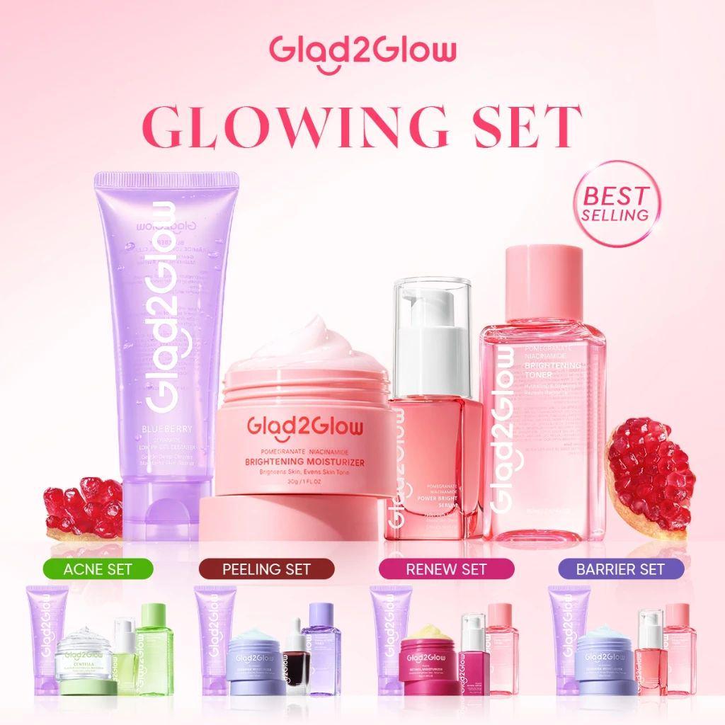 Jual [100%ORI]Glad2Glow 4pcs Paket Skincare - Moisturizer Toner Serum ...