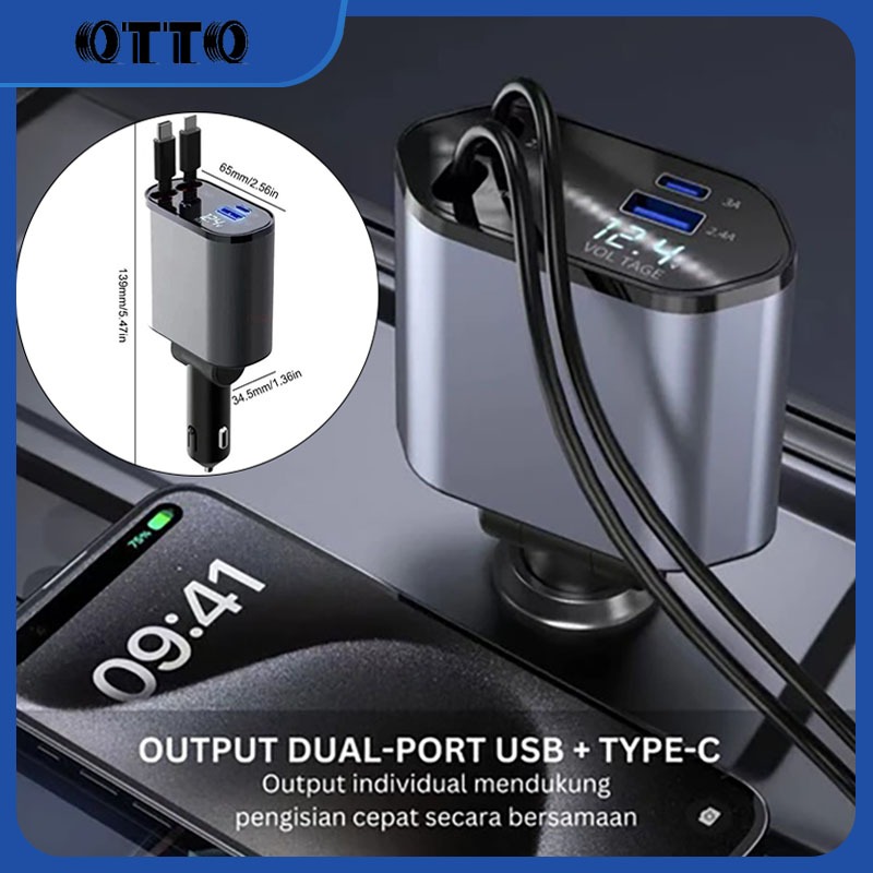 Jual 4-in-1Car Charger Colokan Mobil 120W Charging Cable Car 4 Ports PD ...
