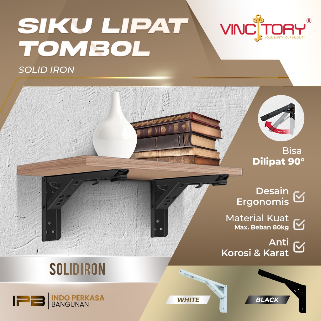 Jual VINCITORY Siku Meja Lipat Dinding Per Engsel Ambalan Rak Melayang ...