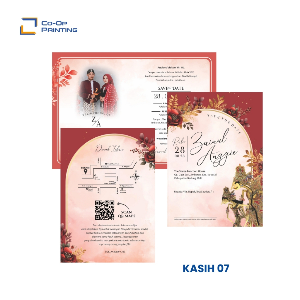 Jual Undangan Pernikahan Lipat Kode KASIH-07 (Desain, Plastik, Foto ...