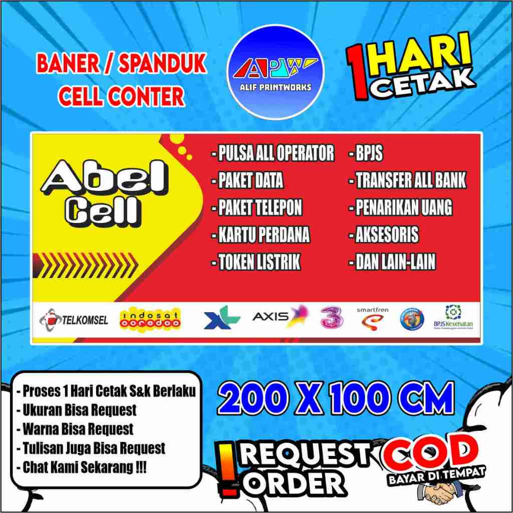 Jual Spanduk Baner Cell Konter / Konter 200x100 cm | Shopee Indonesia