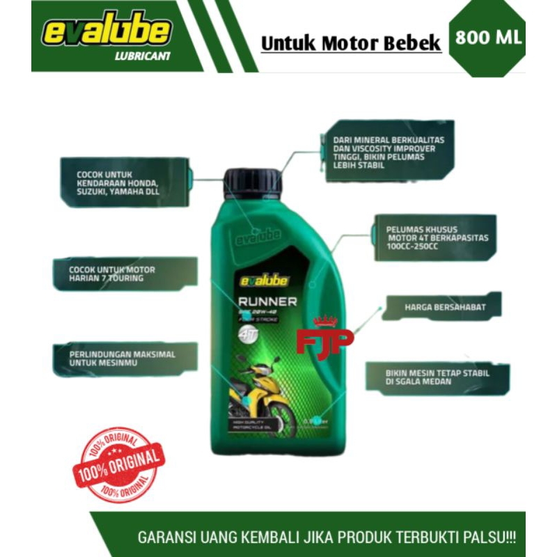 Jual EVALUBE RUNNER 4T 20W-40 FOR STROKE 800 ML | Shopee Indonesia