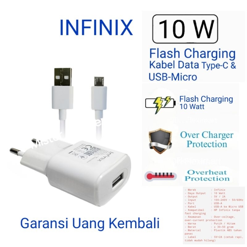 Jual Charger Infinix 10 Watt Original - USB Micro & Type-C Bergaransi ...