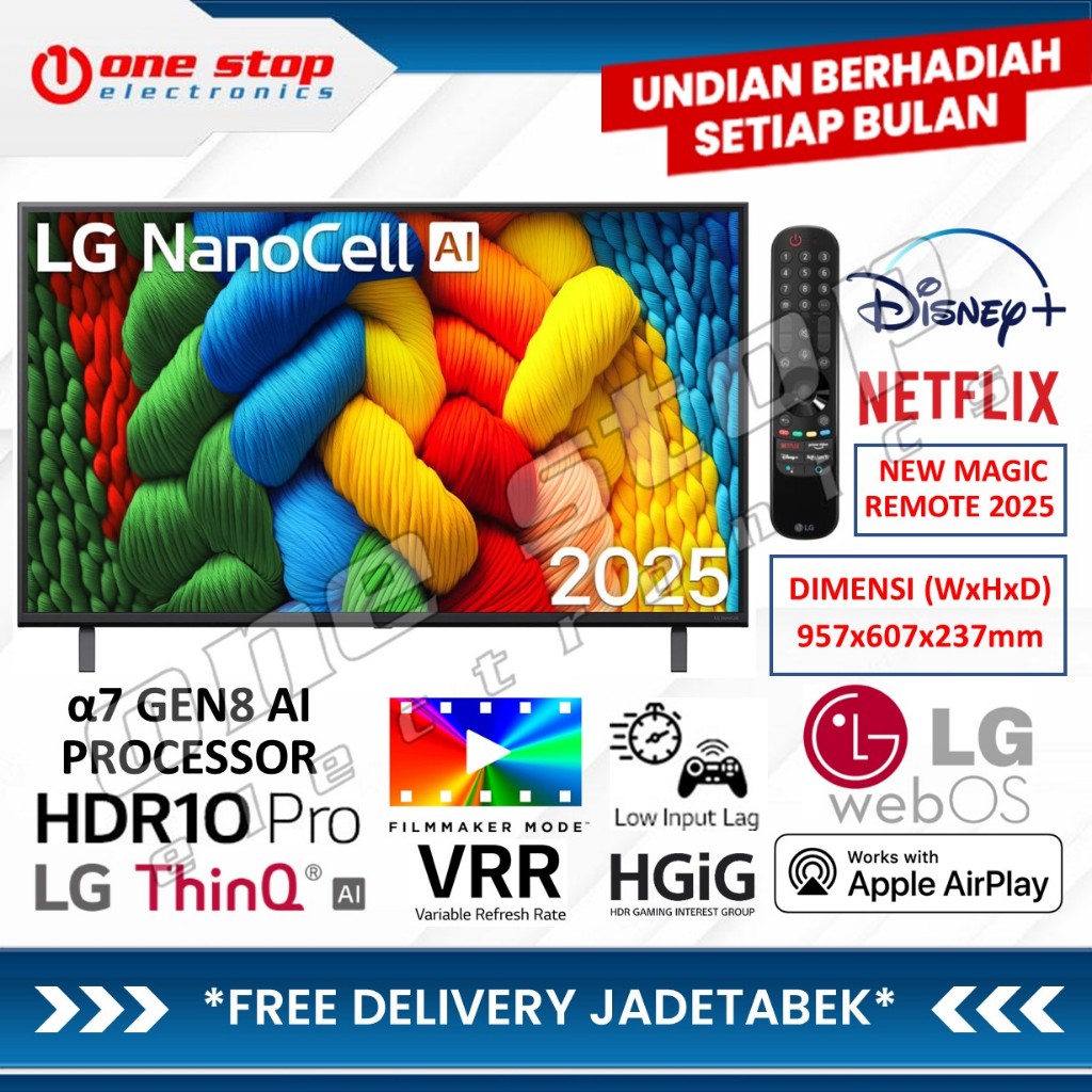 Jual LG 43NANO80ASA / 43 NANO80 4K UHD NanoCell AI Smart TV 43 Inch | Shopee Indonesia