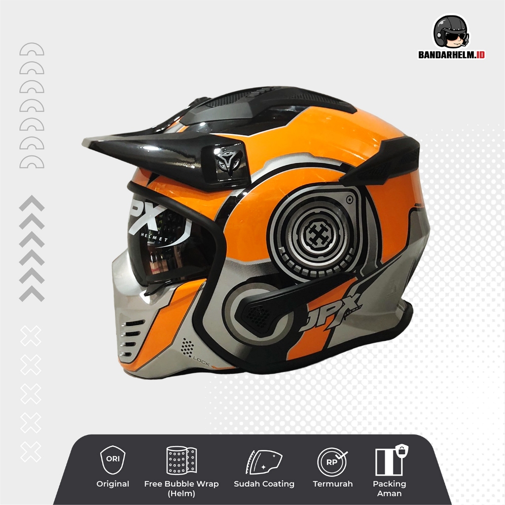 Jual Helm Modular JPX MX 726 - 07 Robot Orange | Shopee Indonesia
