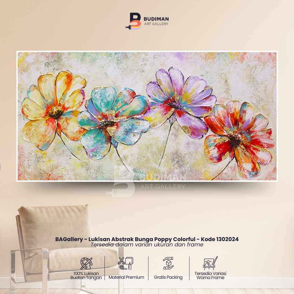 Jual lukisan bunga poppy colorful cantik elegan modern | Shopee Indonesia