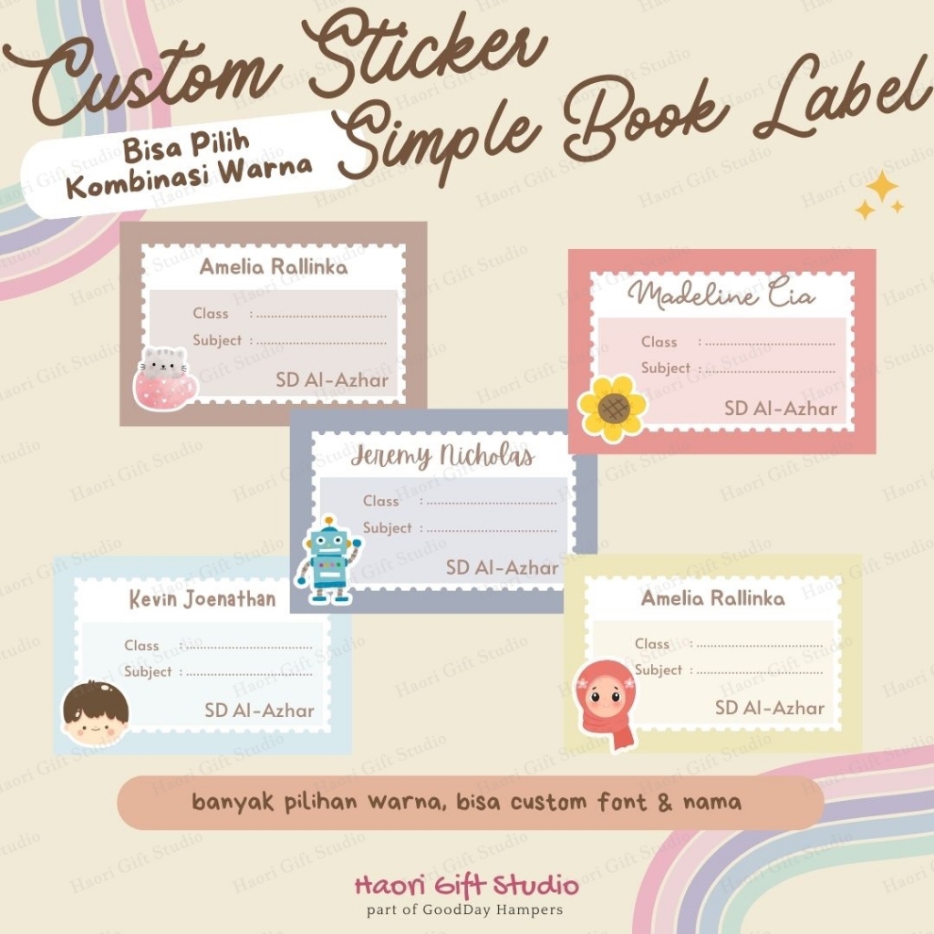 Jual Stiker Simple Label Nama Buku / Name Label Alat Tulis Sekolah ...