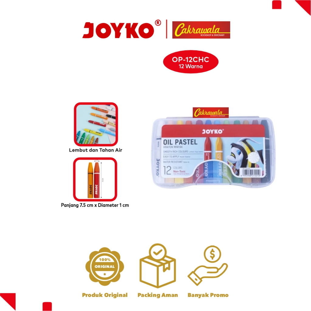 Jual Joyko Oil Pastel OP-12CHC Cembung 12 Warna | Oil Pastel Joyko ...