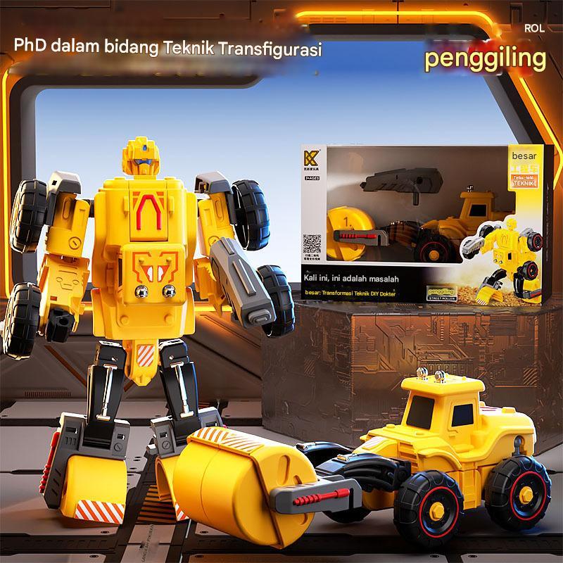 Jual Mainan Transformer Truk Berat Eskavator Bulldozer Roller Robot 5 ...