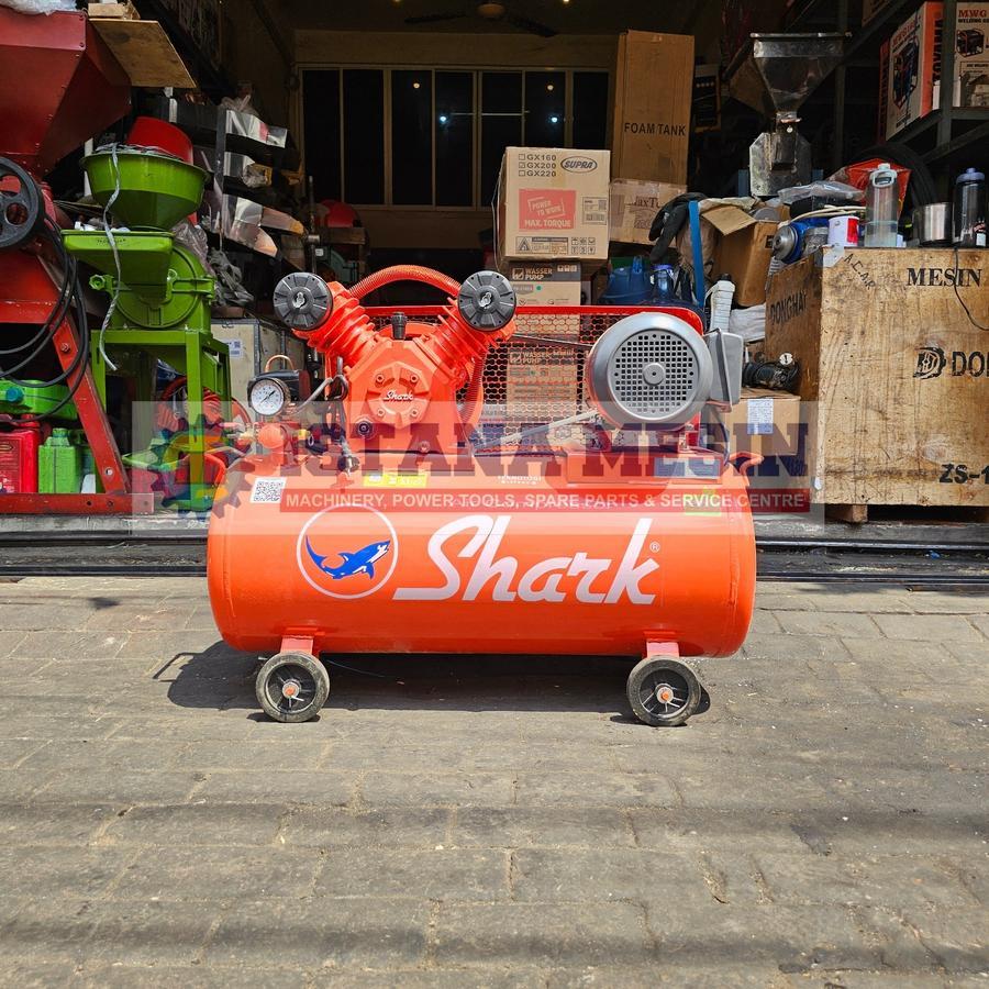 Jual MESIN KOMPRESSOR ANGIN UDARA 1HP 2 PISTON SHARK COMPLETE DINAMO ...