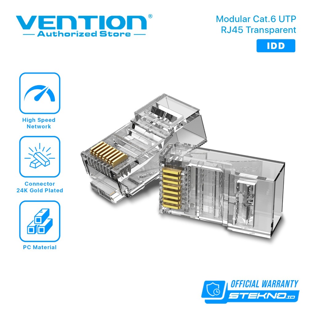 Jual Vention Konektor RJ45 Cat6 UTP Modular Gigabit Jack Plug Connector ...