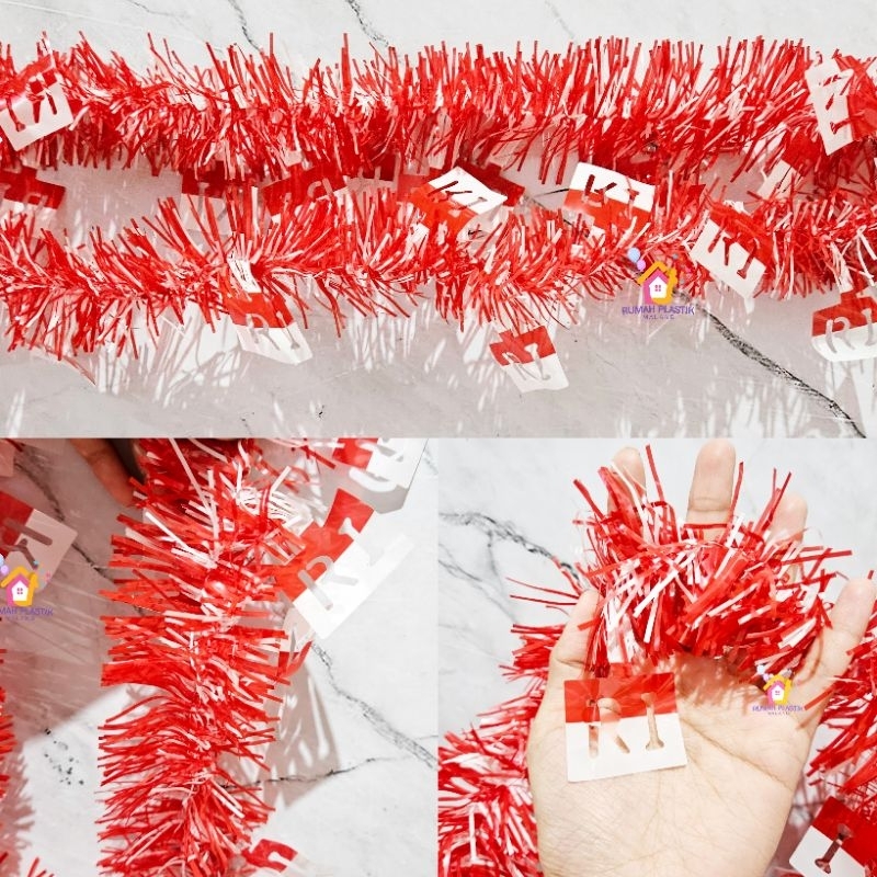 Jual SLINGER MERAH PUTIH HIAS BENDERA RI tali panjang rumbai bulu ...