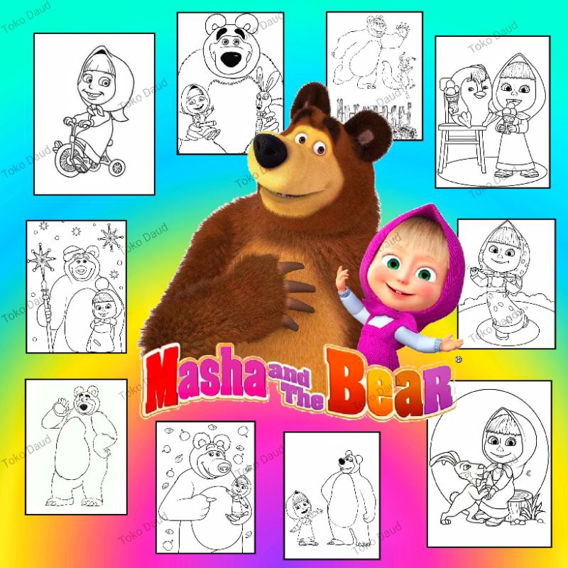 Jual MARSHA AND THE BEAR - Kertas Lembar Gambar Mewarnai Mainan Edukasi ...