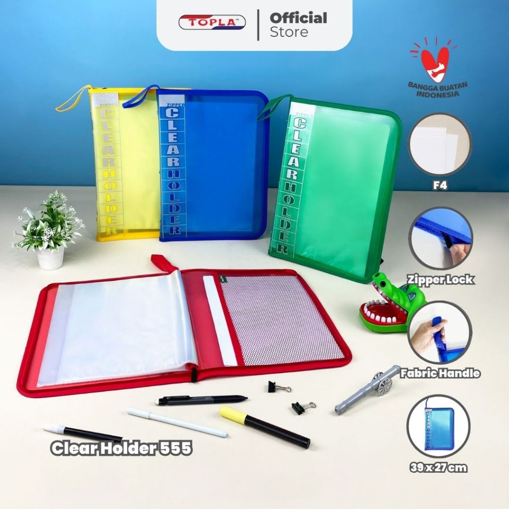 Jual Topla map dokumen clear holder 555 resleting anti air ukuran folio ...