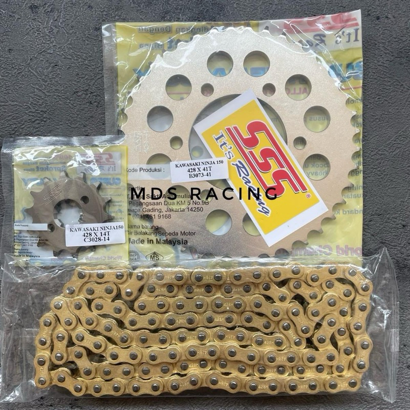 Jual Gear Set Gir Set SSS ORIGINAL 428 Kawasaki Ninja150R - Ninja150RR - Ninja SS/SE Rantai Gold ...