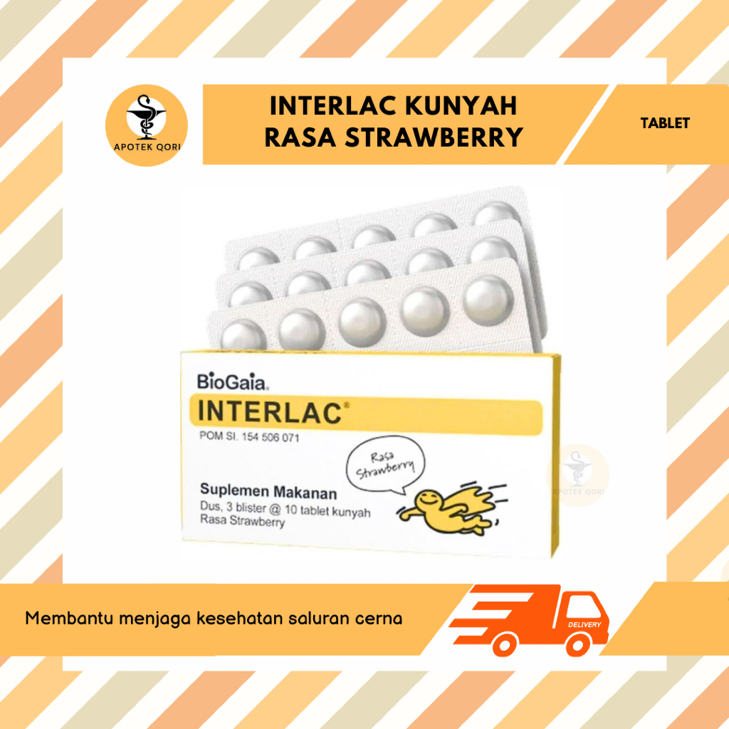 Jual INTERLAC PROBIOTIK RASA STRAWBERRY PER TABLET / PROBIOTIK ...