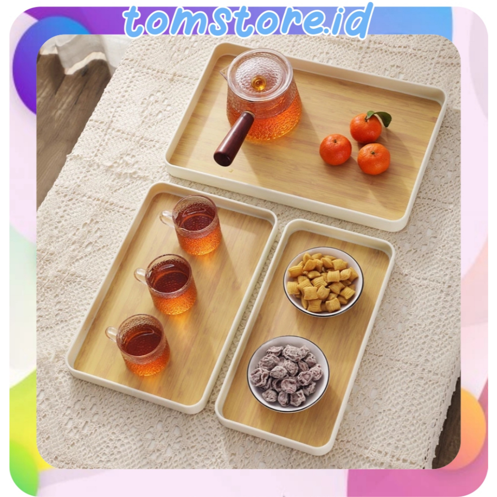 Jual TOMSTORE Wooden Tray Jati Belanda Rectangle Tray Tatakan Aesthetic ...