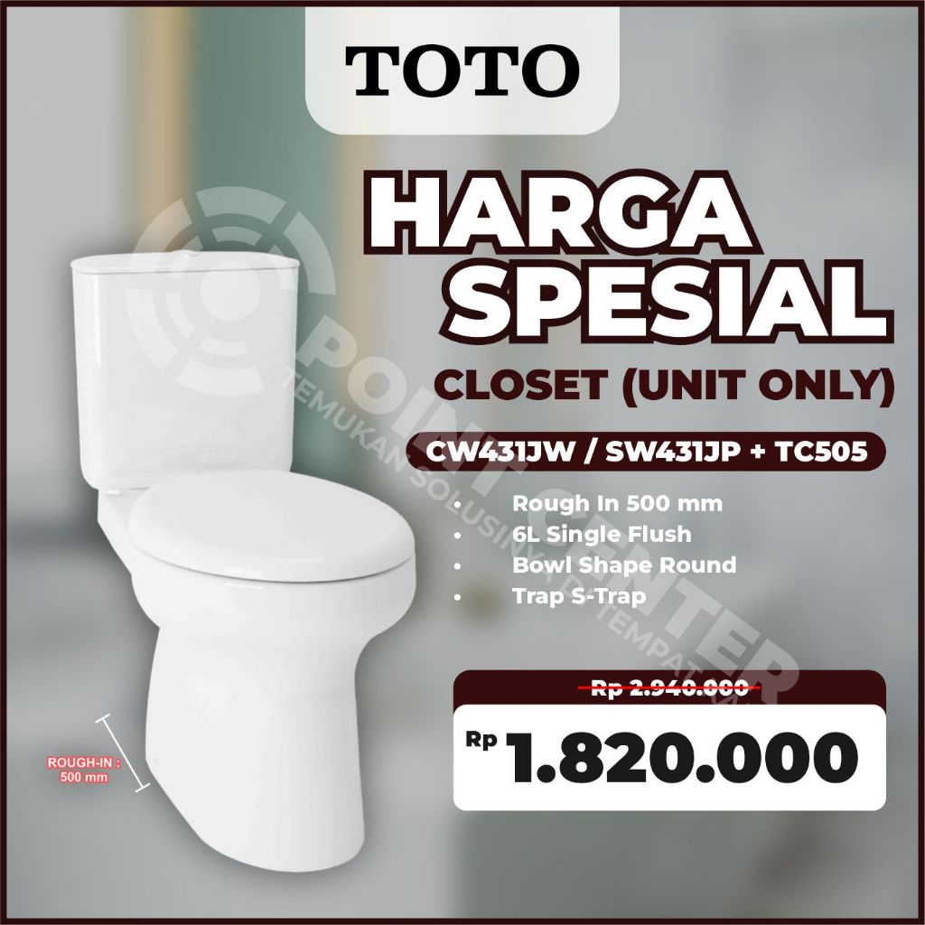 Jual TERMURAH TOTO PROMO KLOSET DUDUK CW431J /SW431+TC505 | Shopee ...
