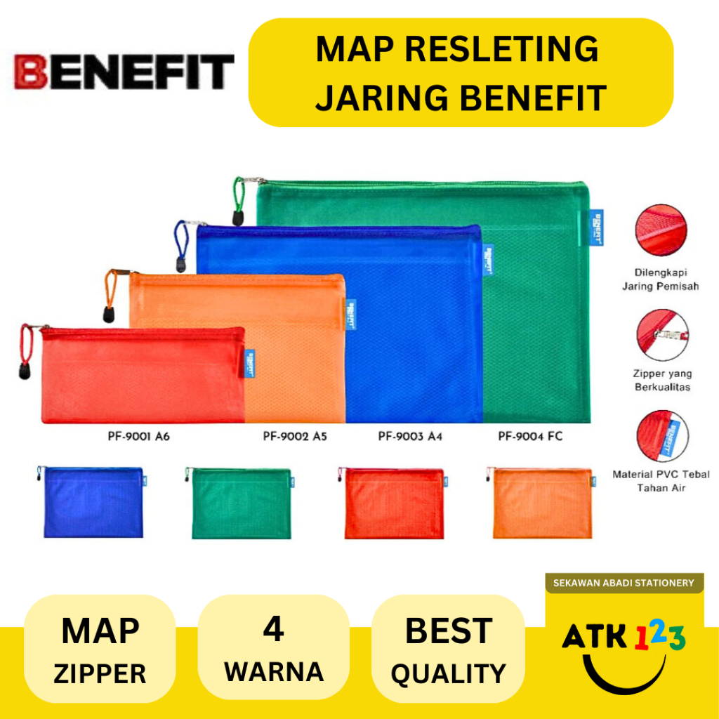 Jual BENEFIT Map Resleting Jaring Pouch Map Pocket Zipper File Benefit ...