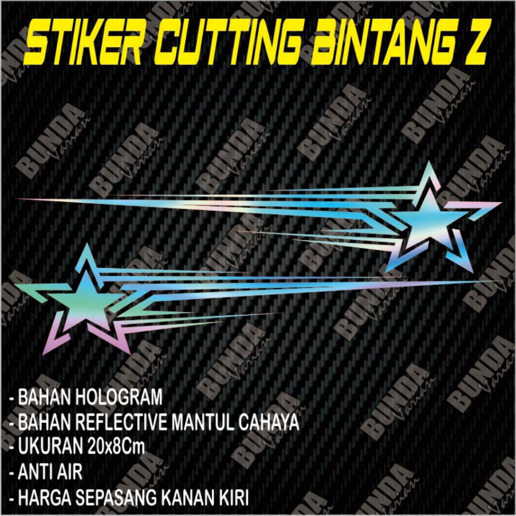 Jual stiker cutting bintang z sticker hologram reflective | Shopee ...