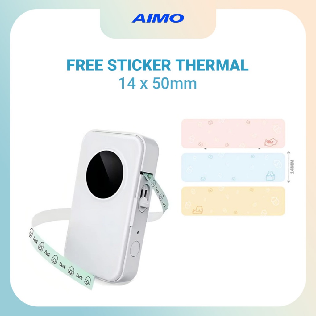 Jual [FREE STICKER THERMAL 14 X 50mm] AIMO D35 Smart Label Pocket Thermal Printer Wireless ...