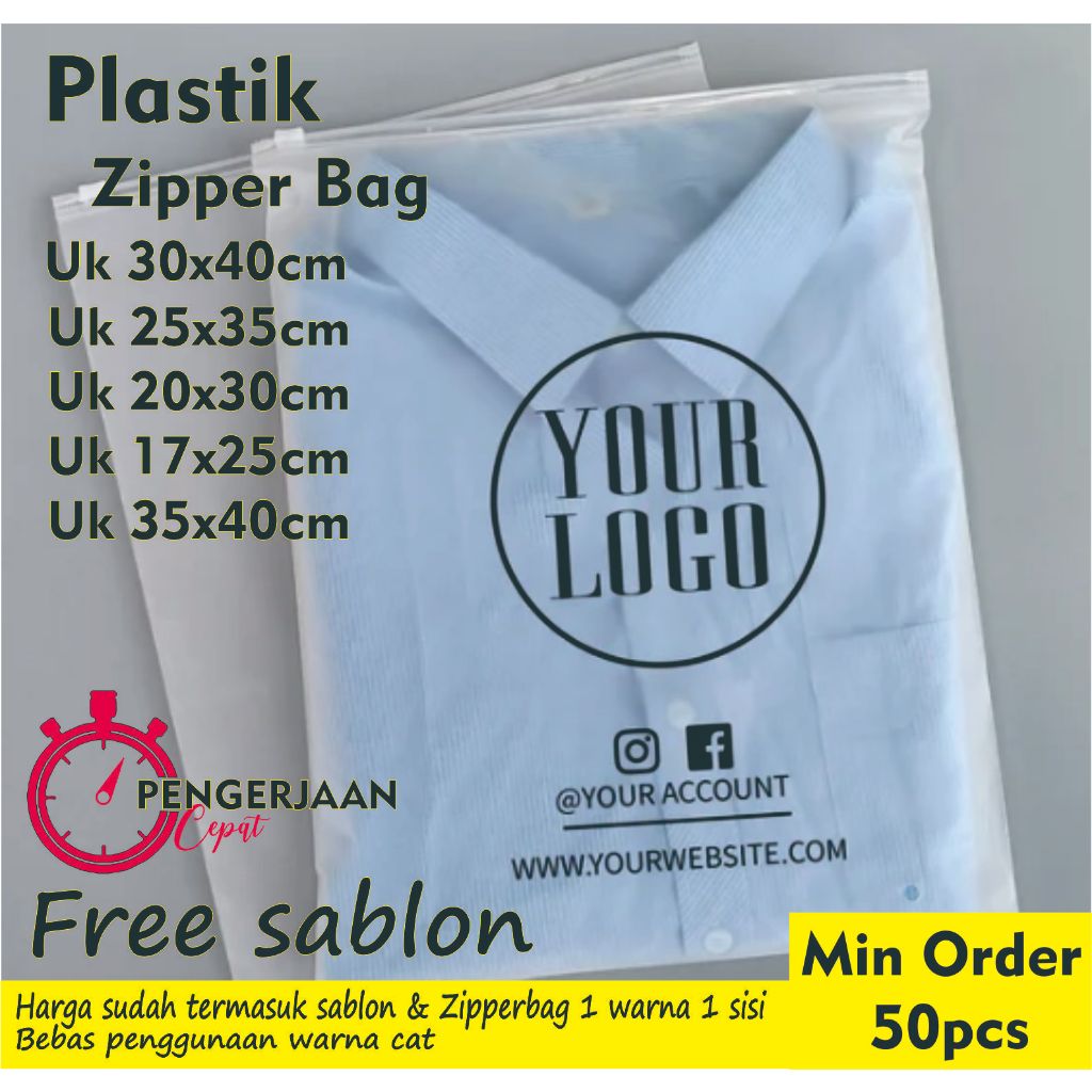 Jual Zipper Bag Custom Sablon /Packing Baju/Zipper lock/travel pouch ...