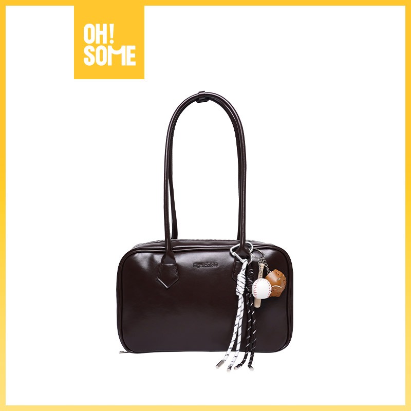 Jual OHSOME - Egradable Bowling Bag Brown/Black/Beige with Charm Bag ...