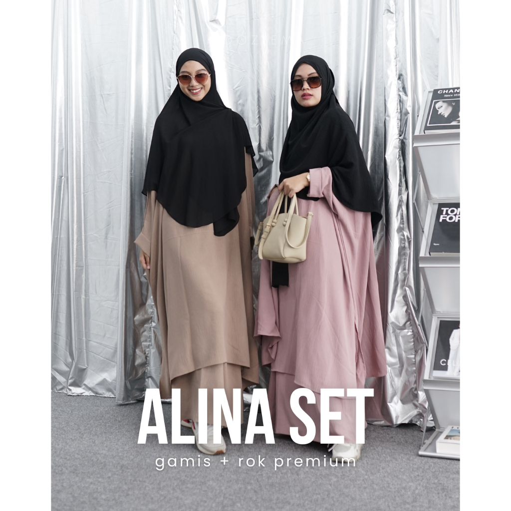 Jual MOOZLEMA Alina Set Premium – Gamis Batwing dengan Rok Oversize Elegan | Shopee Indonesia