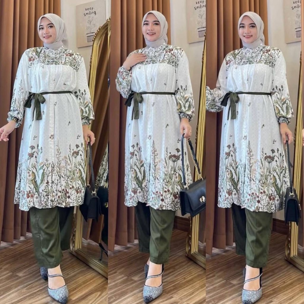 Jual One seT Cantik Elegan Mewah Lebaran Setelan Tunik Celana Wanita KD ...