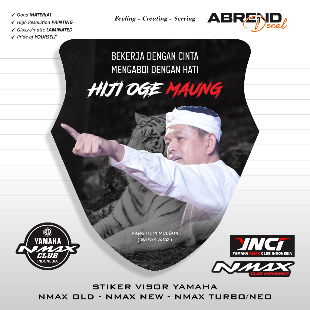 Jual Stiker Visor KDM Nmax Old / New / Turbo / Neo / Sticker Kang Dedi ...