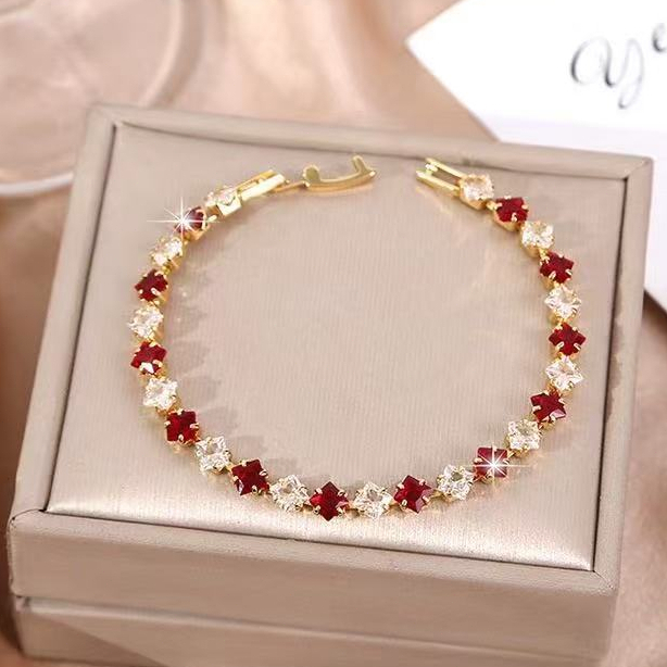 Jual Gelang zirkon merah baja tahan karat 316L anti karat dan anti ...