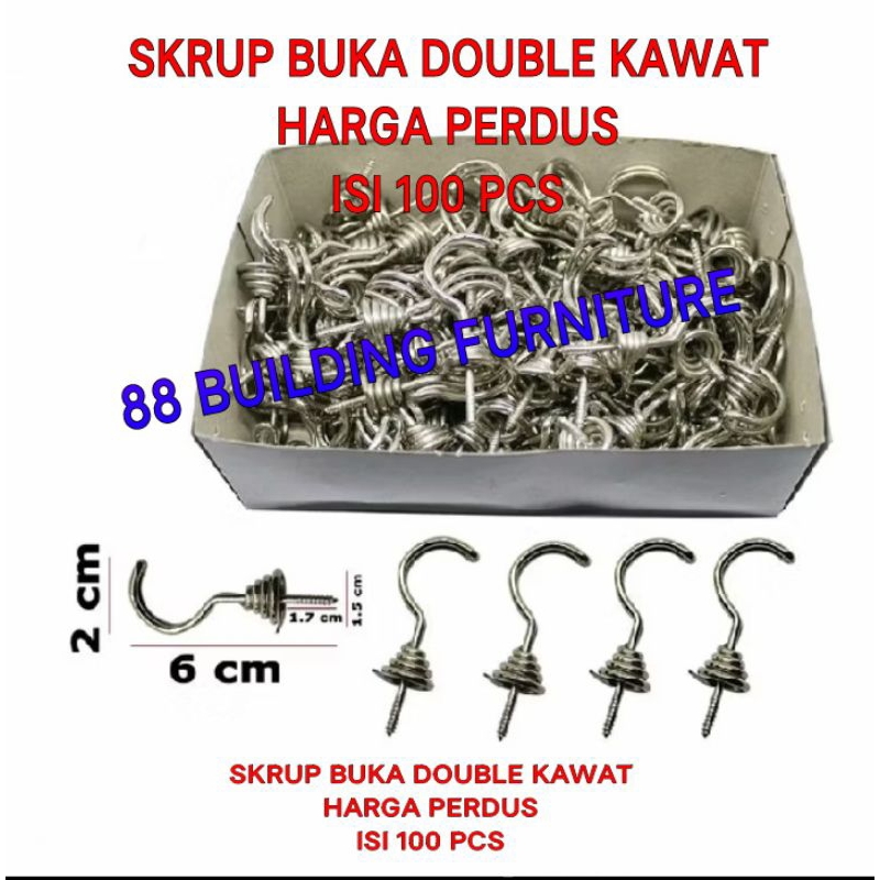 Jual (1 DUS isi 100 Pcs) SKRUP GANTUNG GANTUNGAN BUKA DOBEL KAWAT TEBAL ...