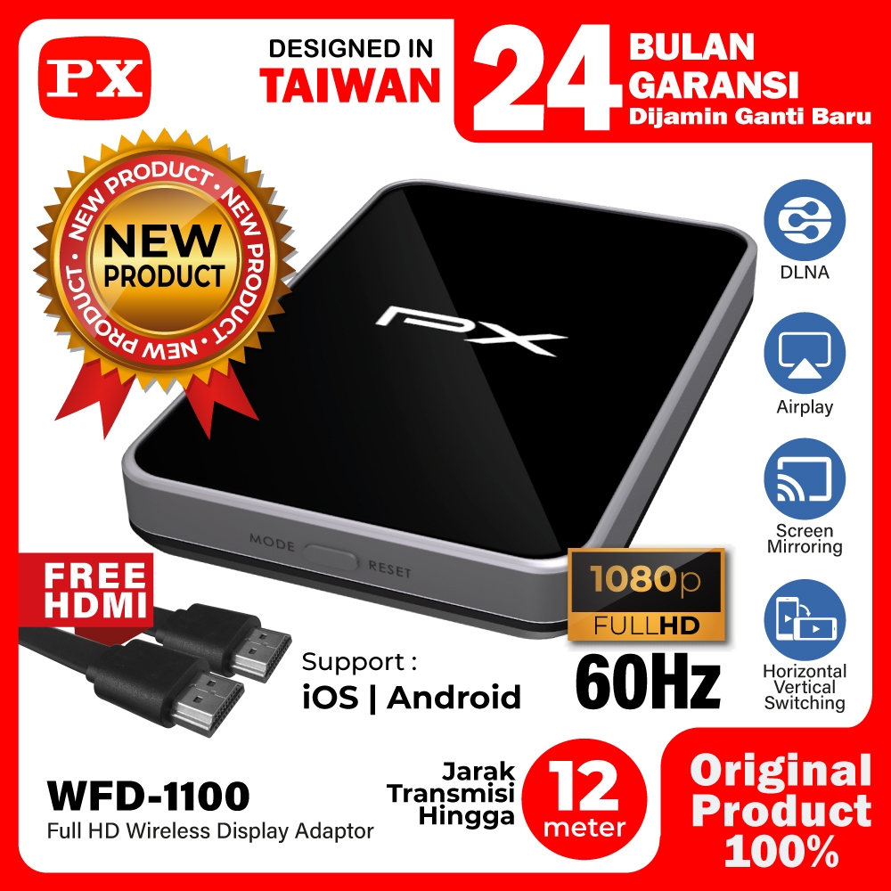 Jual Wireless HDMI Receiver Audio Video Display Mirroring PX WFD-1100 ...