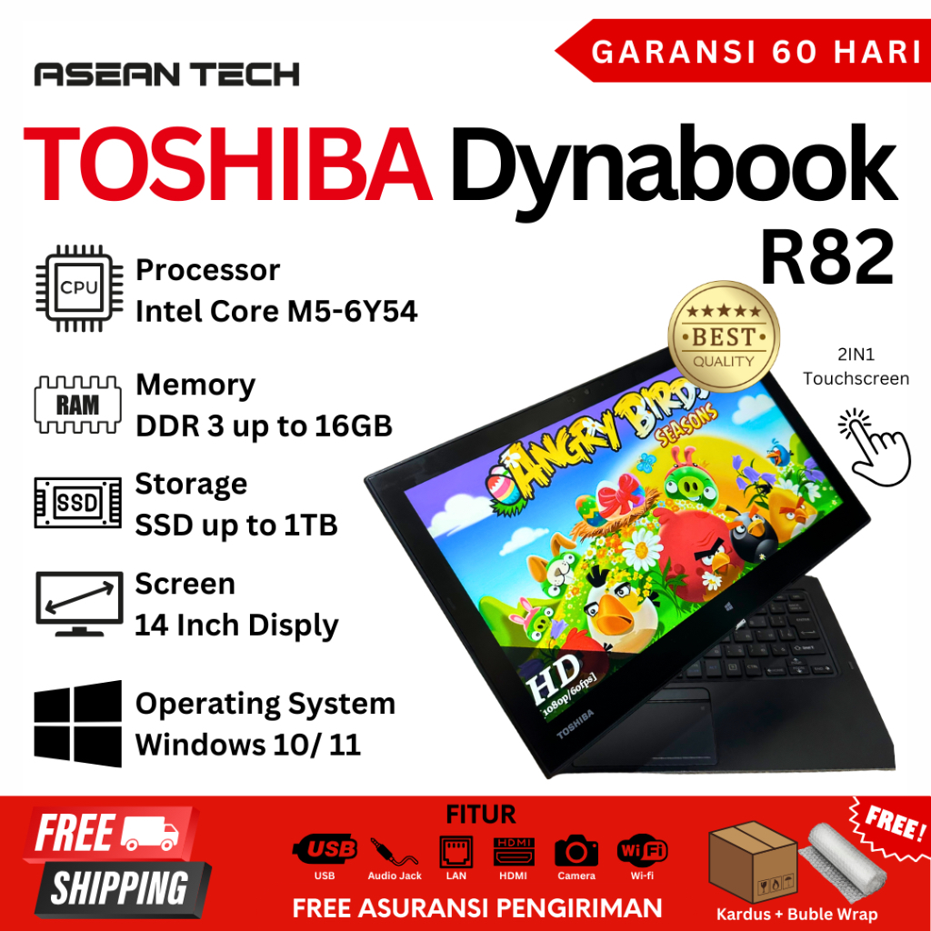 Jual Laptop 2in1 Tablet Toshiba Dynabook R82 Core m5 6Y54 Ram 8GB SSD 256GB | Second Murah ...
