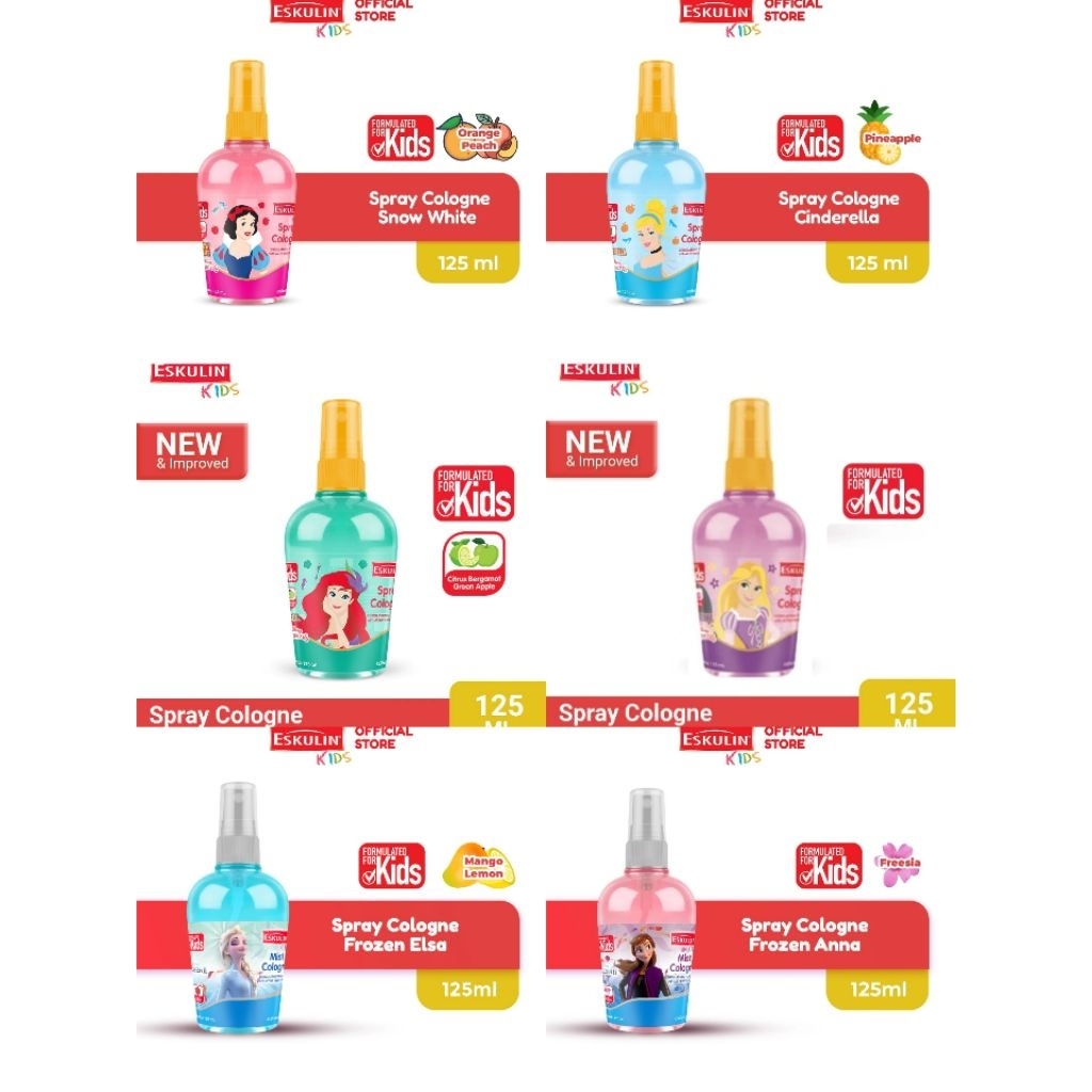 Jual Eskulin Kids Spray Cologne Disney Princess 125 ml- Wewangian ...