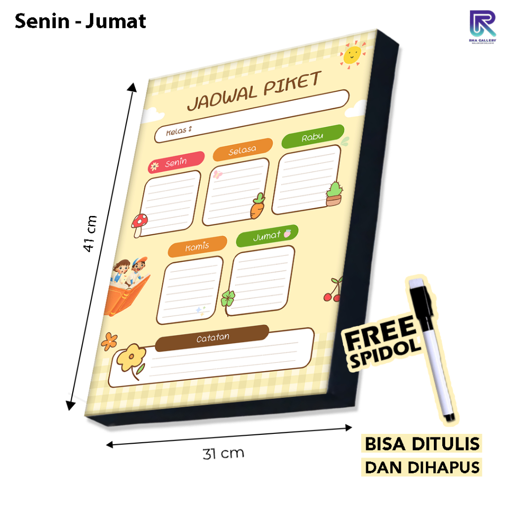 Jual RHA GALLERY Papan Tulis Kayu Senin - Jumat Jadwal Piket Ruang ...