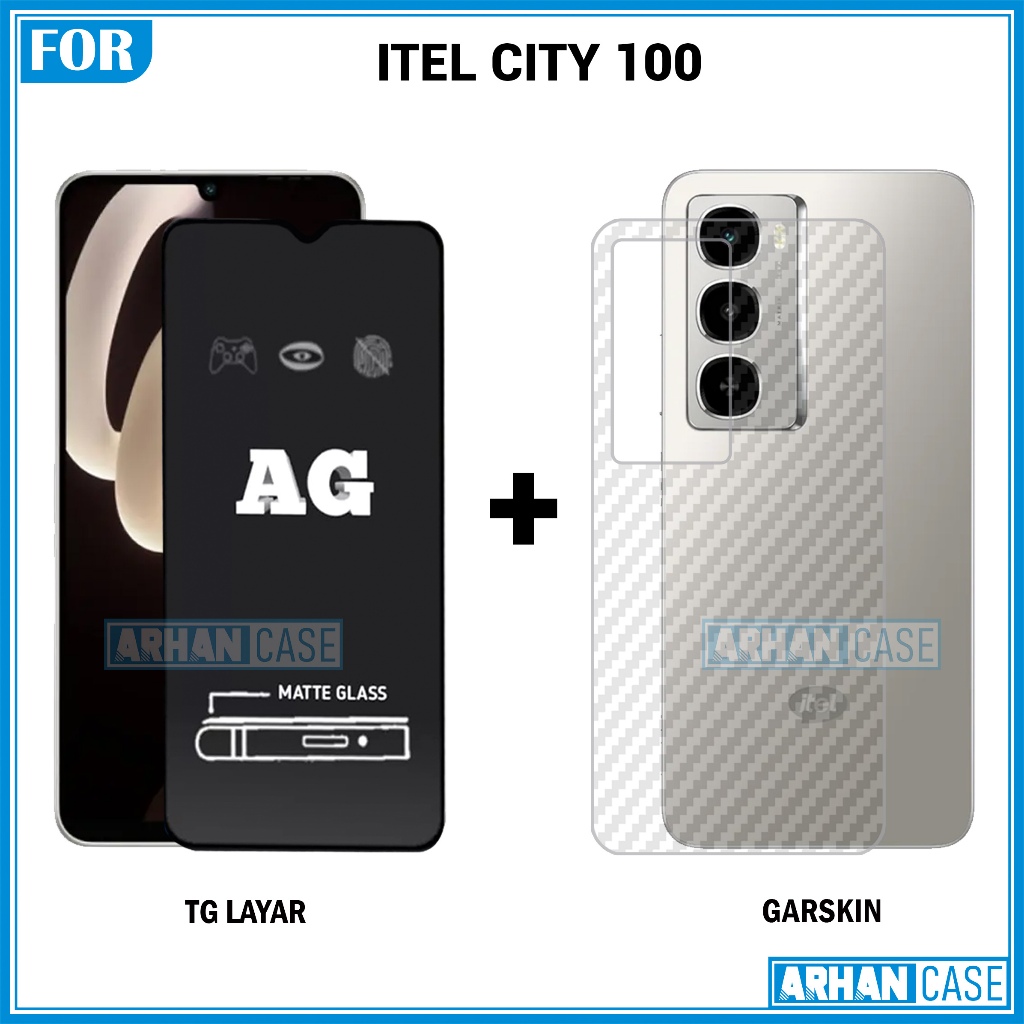 Jual Paket Double 2in1 Tempered Glass Itel City 100 Free Skin Carbon 3D | Shopee Indonesia