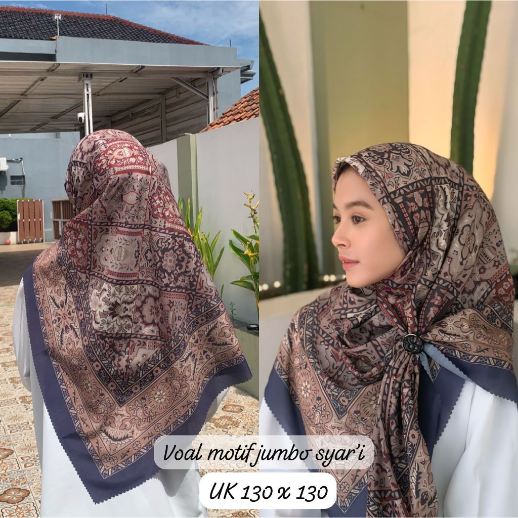 Jual HF Hijab Segiempat Jumbo Ukuran 130x130 Voal Premium | Shopee ...