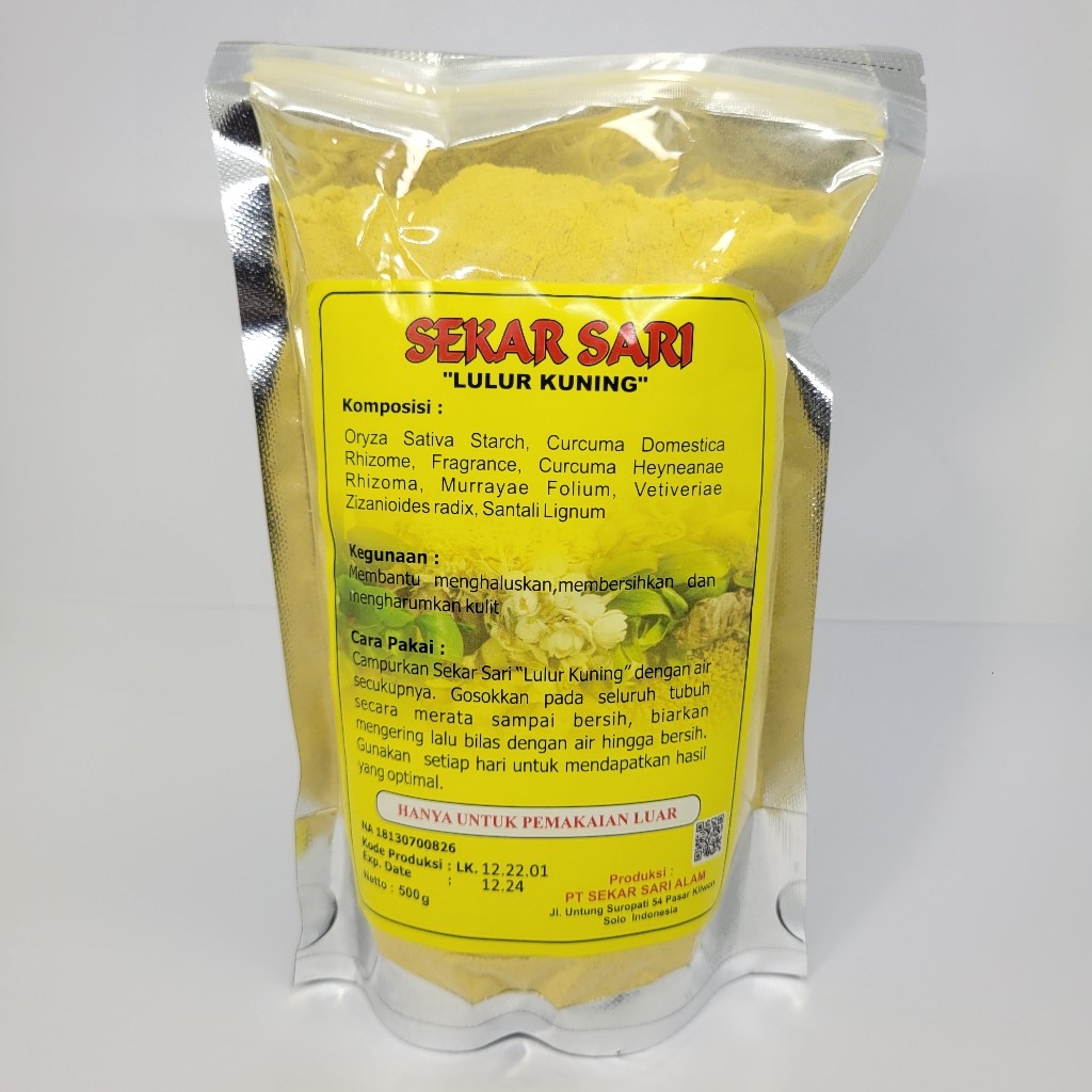 Jual Sekar Sari Lulur Kuning Bubuk Tradisional Khas Solo BPOM 500 gr | Shopee Indonesia