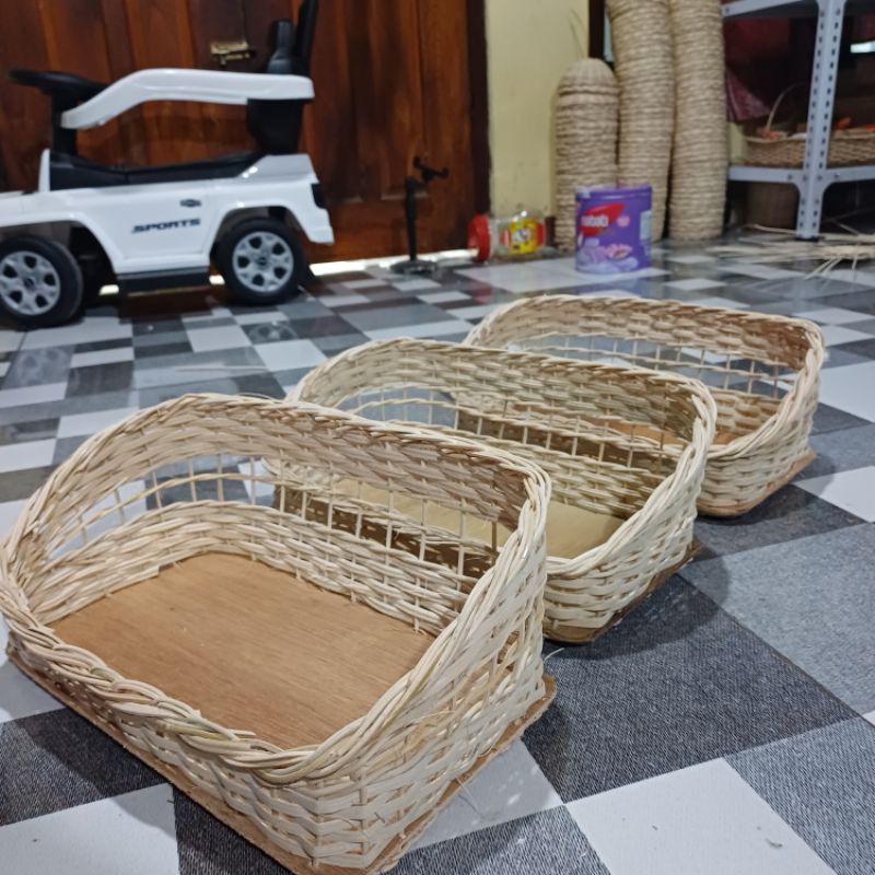 Jual keranjang hantaran Sandaran bolong rotan murah uk.30x16cm | Shopee ...
