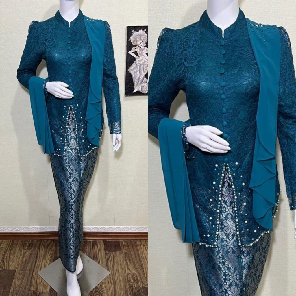 Jual Kebaya Brokat Payet Mewah Pesta / Kebaya Selendang Bahu / Kebaya ...